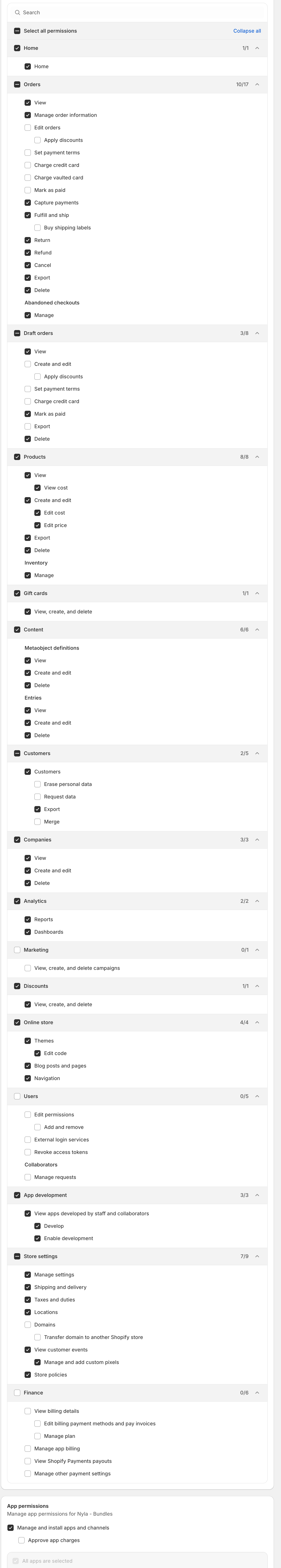 Shopify Store Permissions